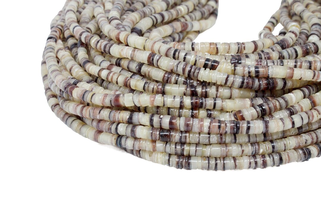 4-5mm Hammer Shell Heishi Beads - Natural Color Seashell - 23 Inch ...