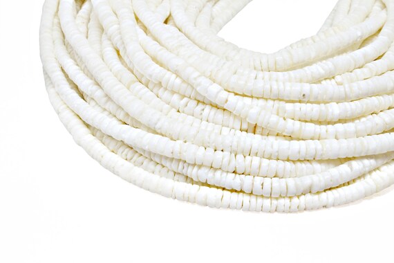 4-5mm White Litub Shell Heishi Beads Natural Color Seashell - Etsy