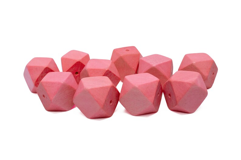 20mm Salmon Geometric Polygon Wood Beads - Dyed and Waxed - 10 Pcs. - Etsy