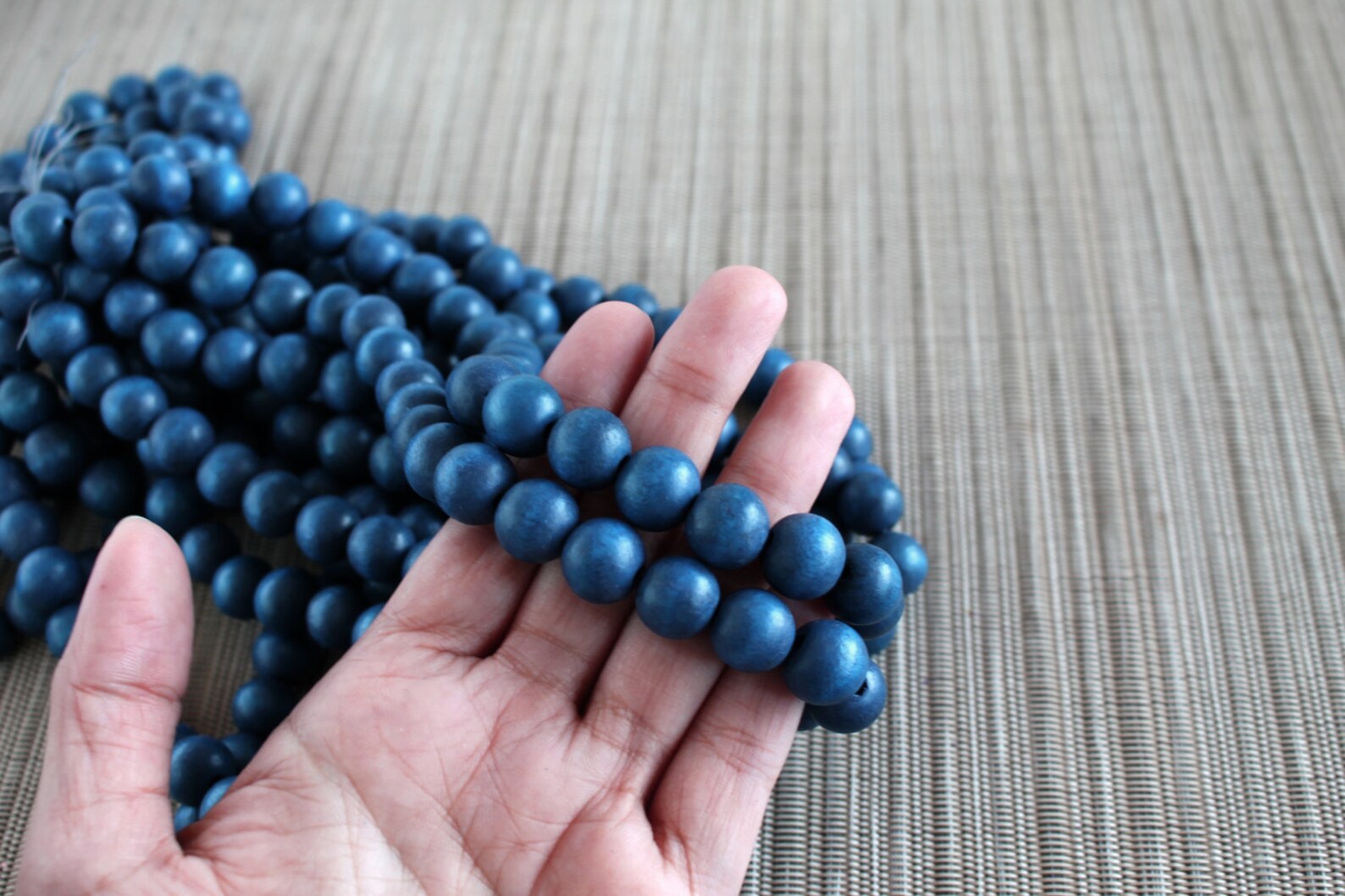 12mm Blue Round Wood Beads Dyed and Waxed 15 Inch Strand | Etsy