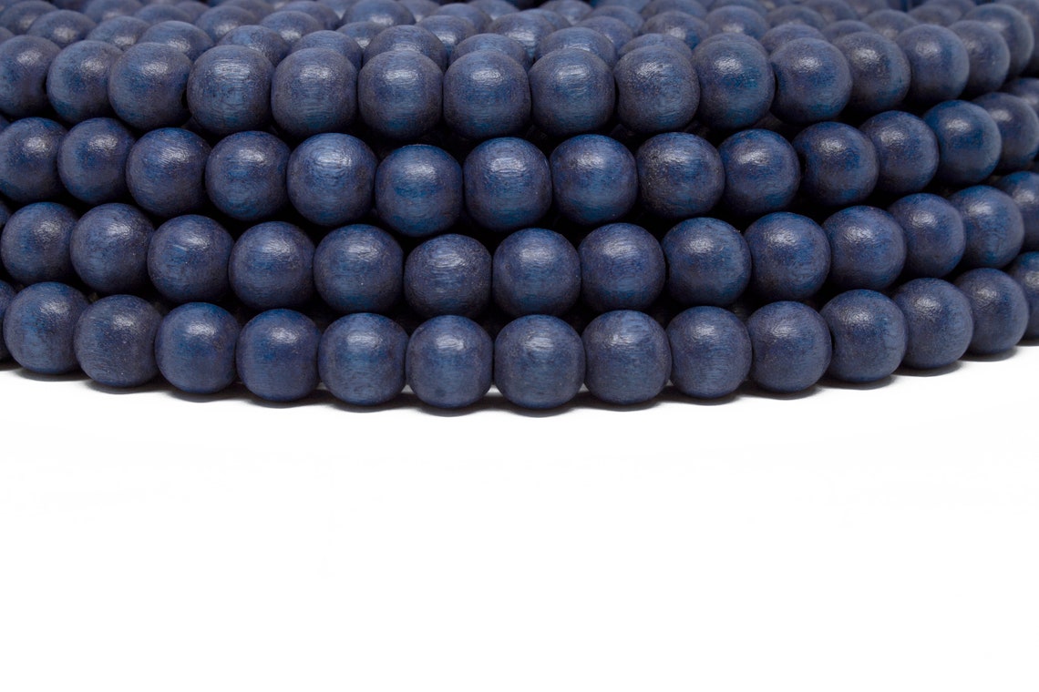 8mm Blue Round Wood Beads Dyed and Waxed 15 Inch Strand - Etsy