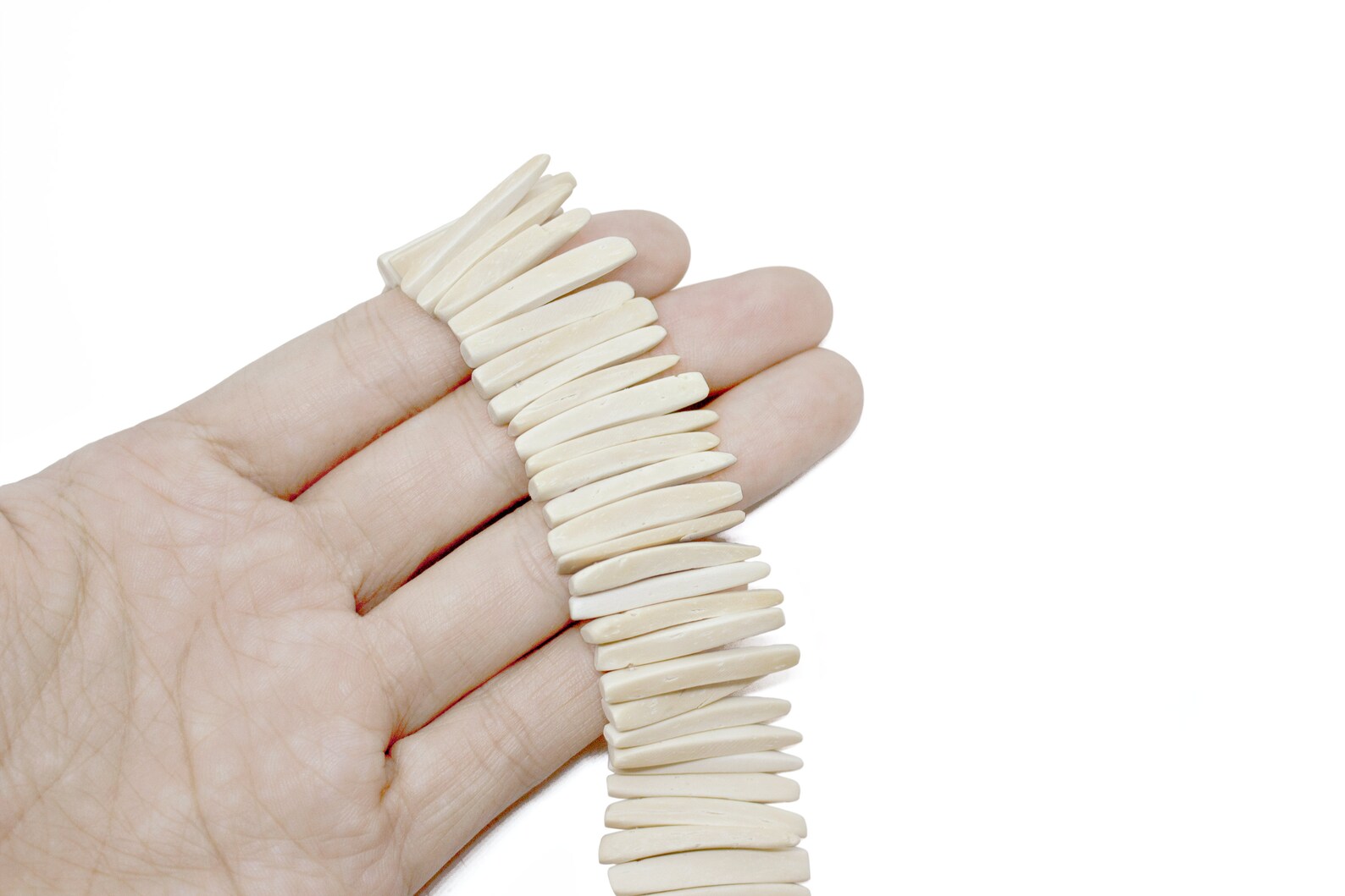 25mm White Coconut Shell Sticks Bleached 15 inch strand | Etsy