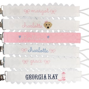 Monogrammed Pacifier Clip | Personalized Embroidered Paci Holder | Baby ...