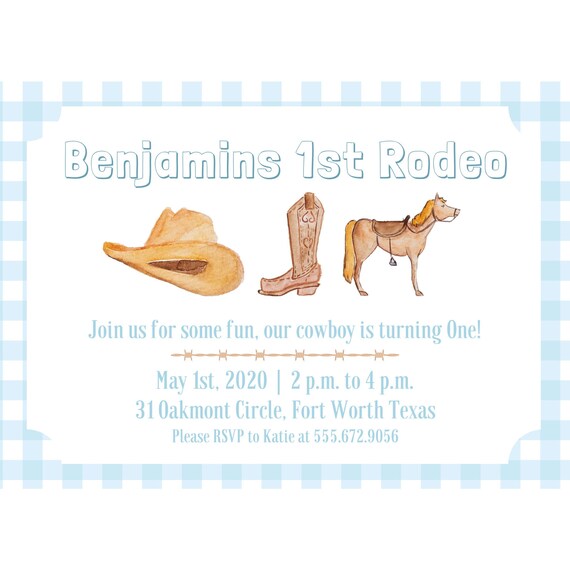 Primer Rodeo / Invitación de Cumpleaños 1er Rodeo / Cowboy - Etsy México