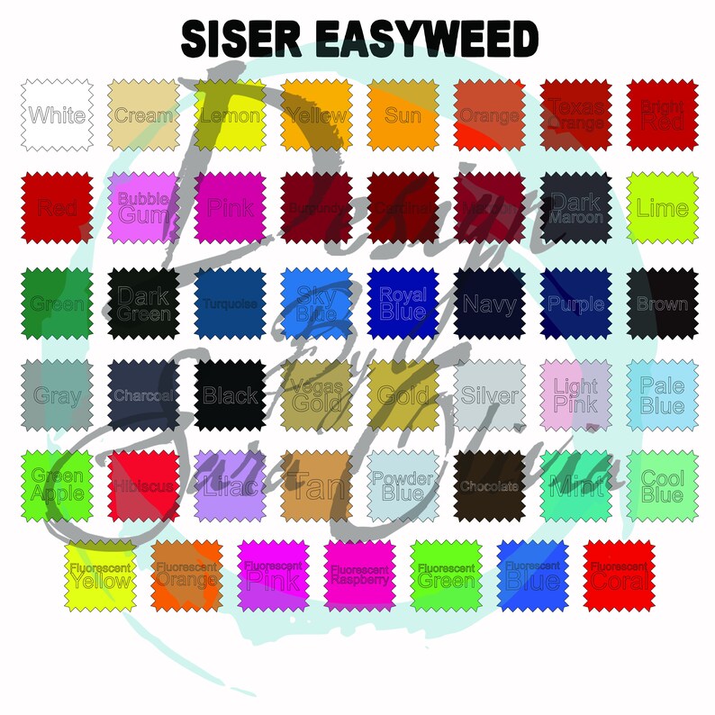 Siser Easyweed Heat Transfer Vinyl Color Chart Swatch Digital Printable ...