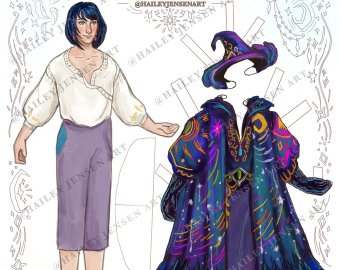 Paper Doll Kit DIY | Wizard Doll Printable Paper Doll Download Paper ...