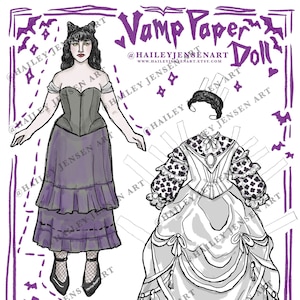 Vampire Paper Doll Kit DIY Halloween Doll Printable Paper - Etsy