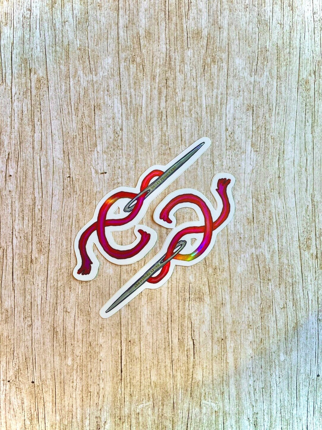 Set of 2 Holographic Sewing Stickers | Sewing Needle Stickers Knitting ...