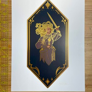 Gold Foil Knight Art Print | Fantasy Art Print Fairytale Art Print Lady ...