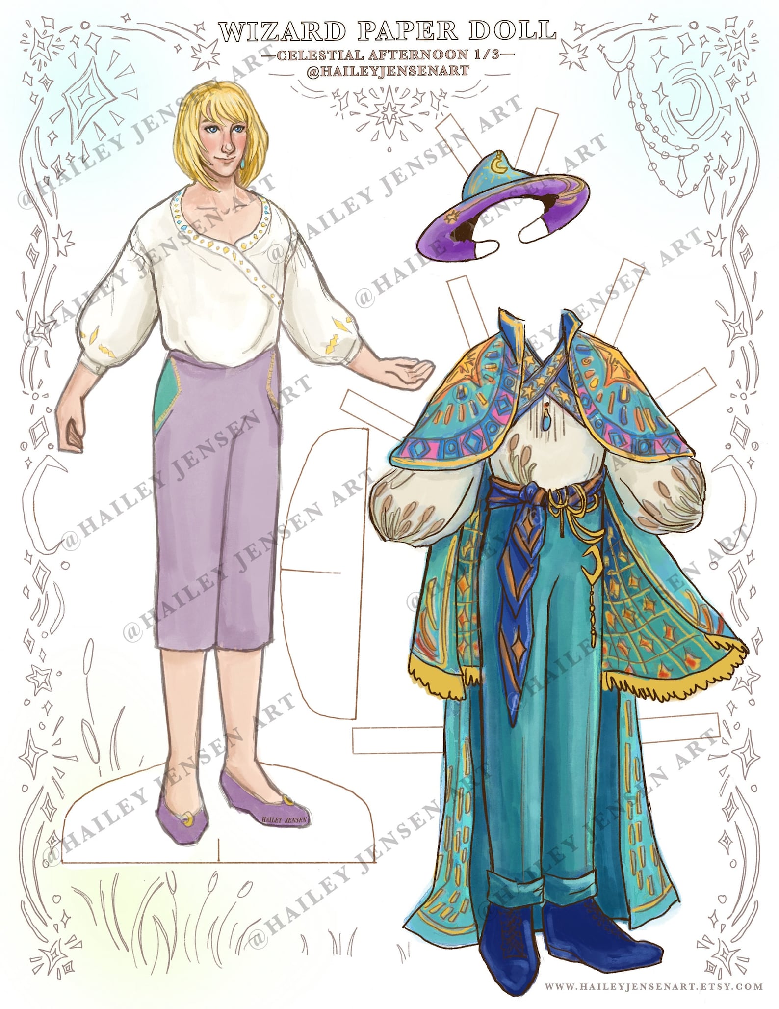 Paper Doll Kit DIY Wizard Doll Printable Paper Doll Download - Etsy