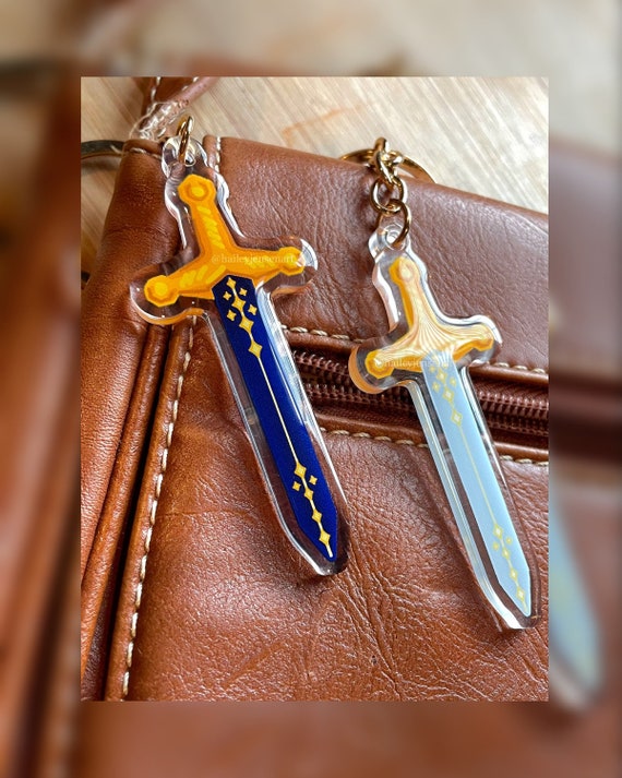 3 Sword Keychain Double Sided Starry Dnd Charm Acrylic - Etsy