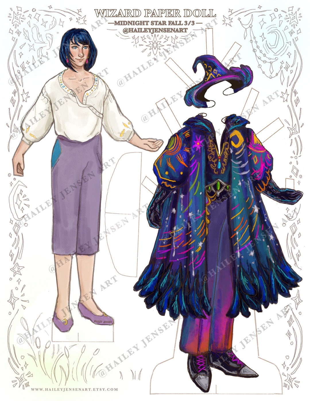 Paper Doll Kit DIY | Wizard Doll Printable Paper Doll Download Paper ...