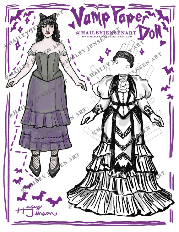 Vampire Paper Doll Kit DIY Halloween Doll Printable Paper - Etsy