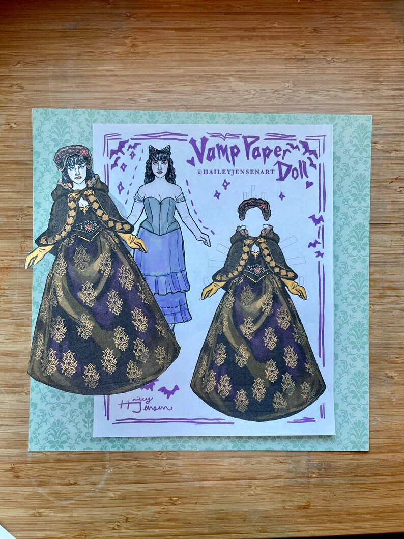 Vampire Paper Doll Kit DIY Halloween Doll Printable Paper - Etsy