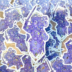 Celestial Lady Knight Sticker | Glitter Knight Sticker Stars Fantasy ...
