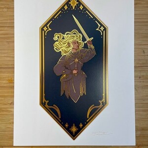Gold Foil Knight Art Print | Fantasy Art Print Fairytale Art Print Lady ...