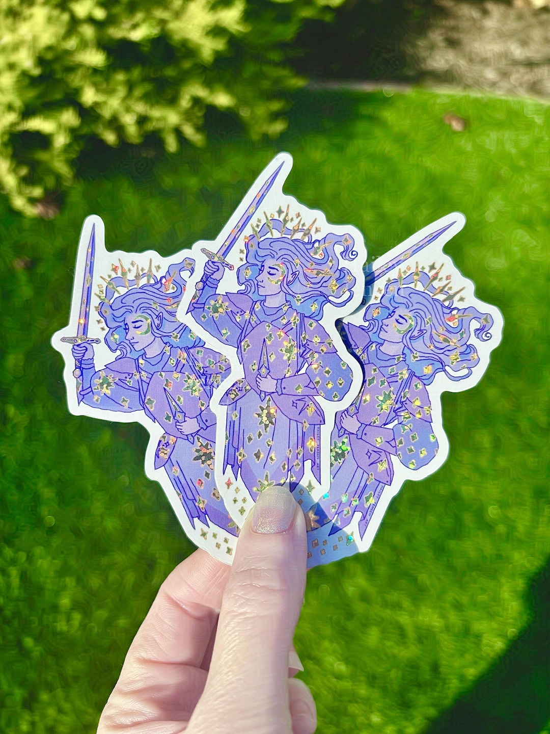 Celestial Lady Knight Sticker | Glitter Knight Sticker Stars Fantasy ...