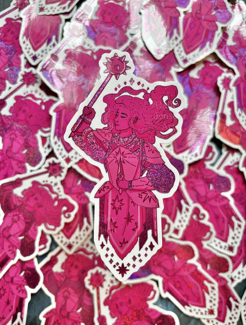 Lady Knight Sticker | Glitter Knight Sticker Armor Sticker Mace Sticker ...