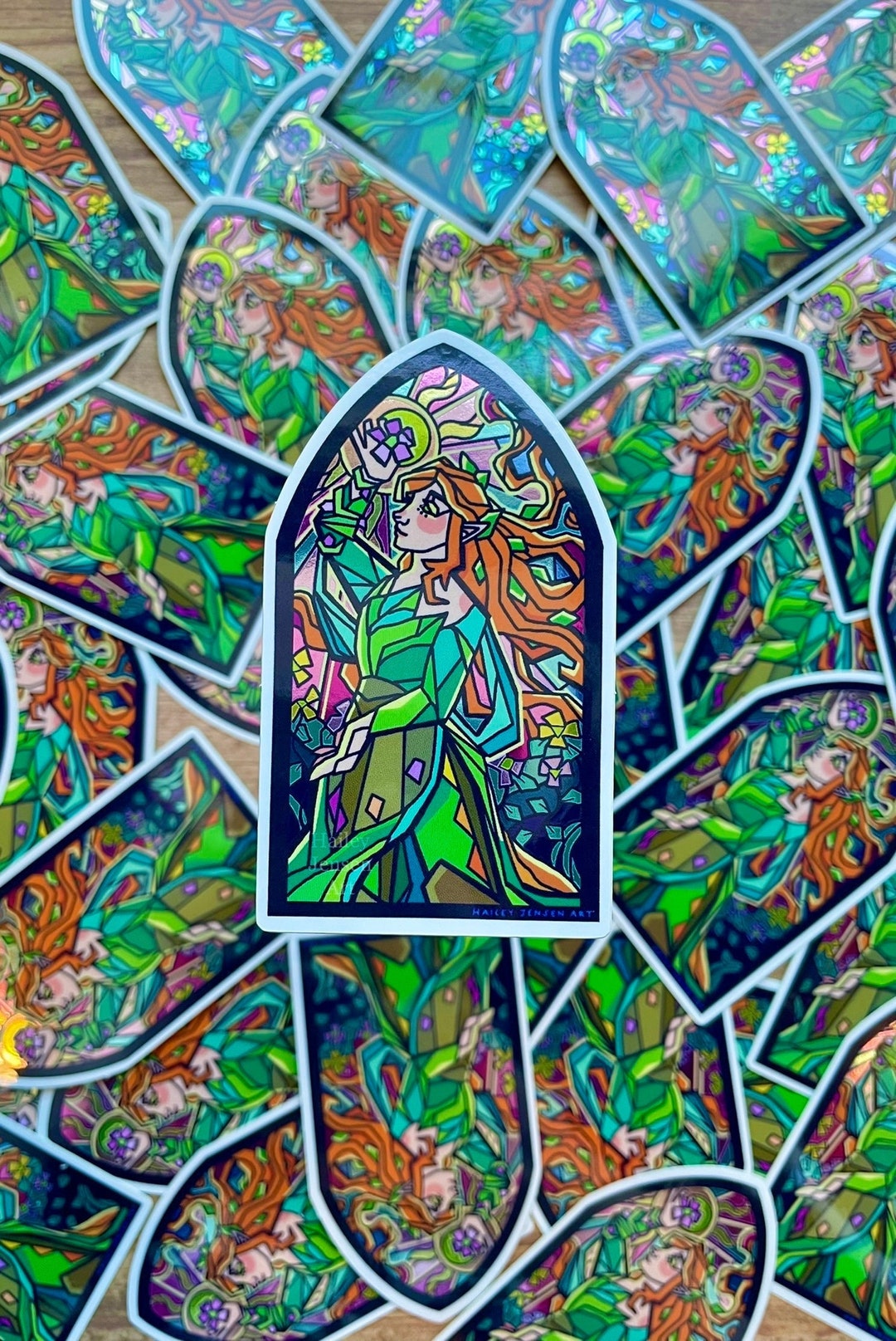 Nature Druid Sticker Metalli Stained Glass Medieval Dnd Druid TTRPG ...