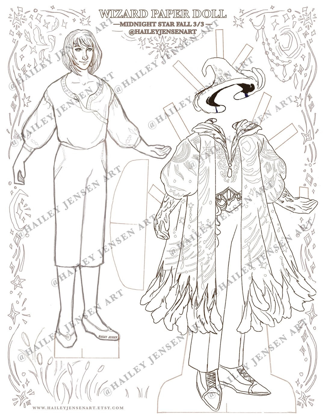 Paper Doll Kit DIY Wizard Doll Printable Paper Doll Download Paper Doll ...