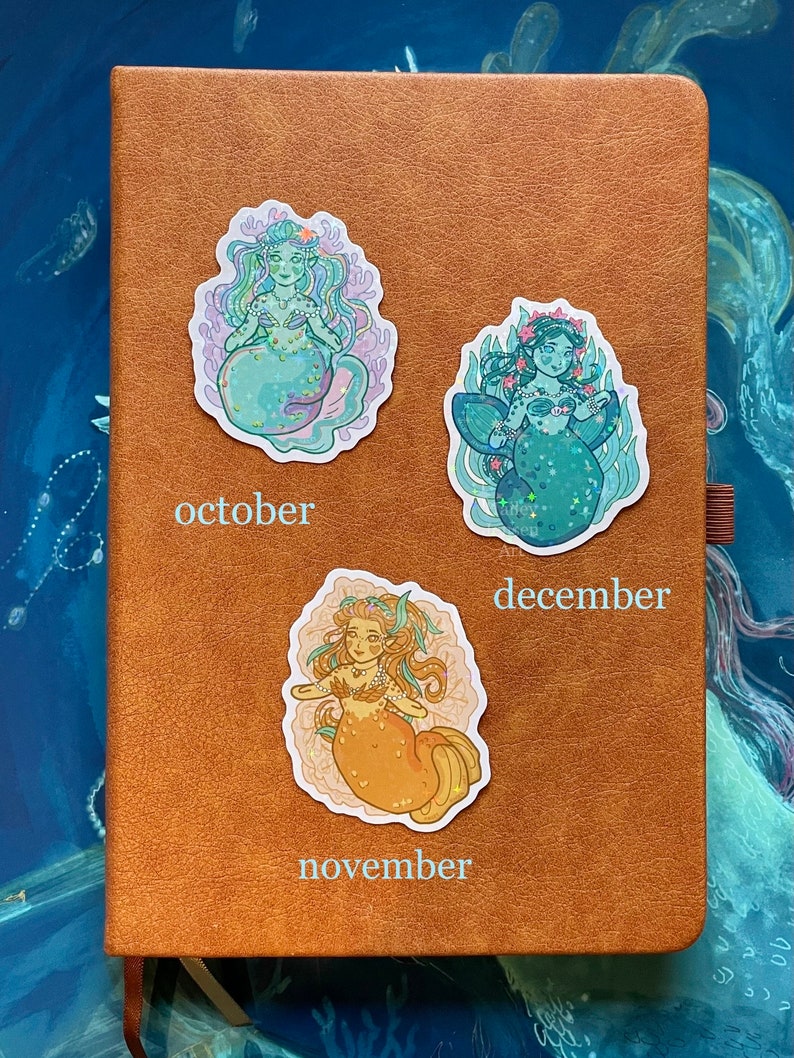 Mermaid Sticker Set | Gemstone Mermaid Sticker Pack Birthstone Jewelry ...