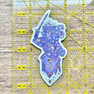 Celestial Lady Knight Sticker | Glitter Knight Sticker Stars Fantasy ...