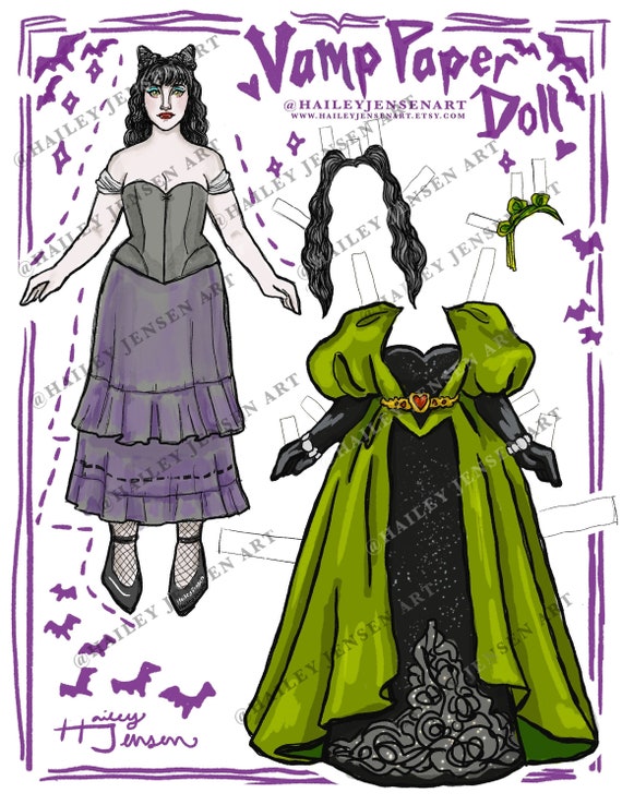 Vampire Paper Doll Kit DIY Halloween Doll Printable Paper - Etsy