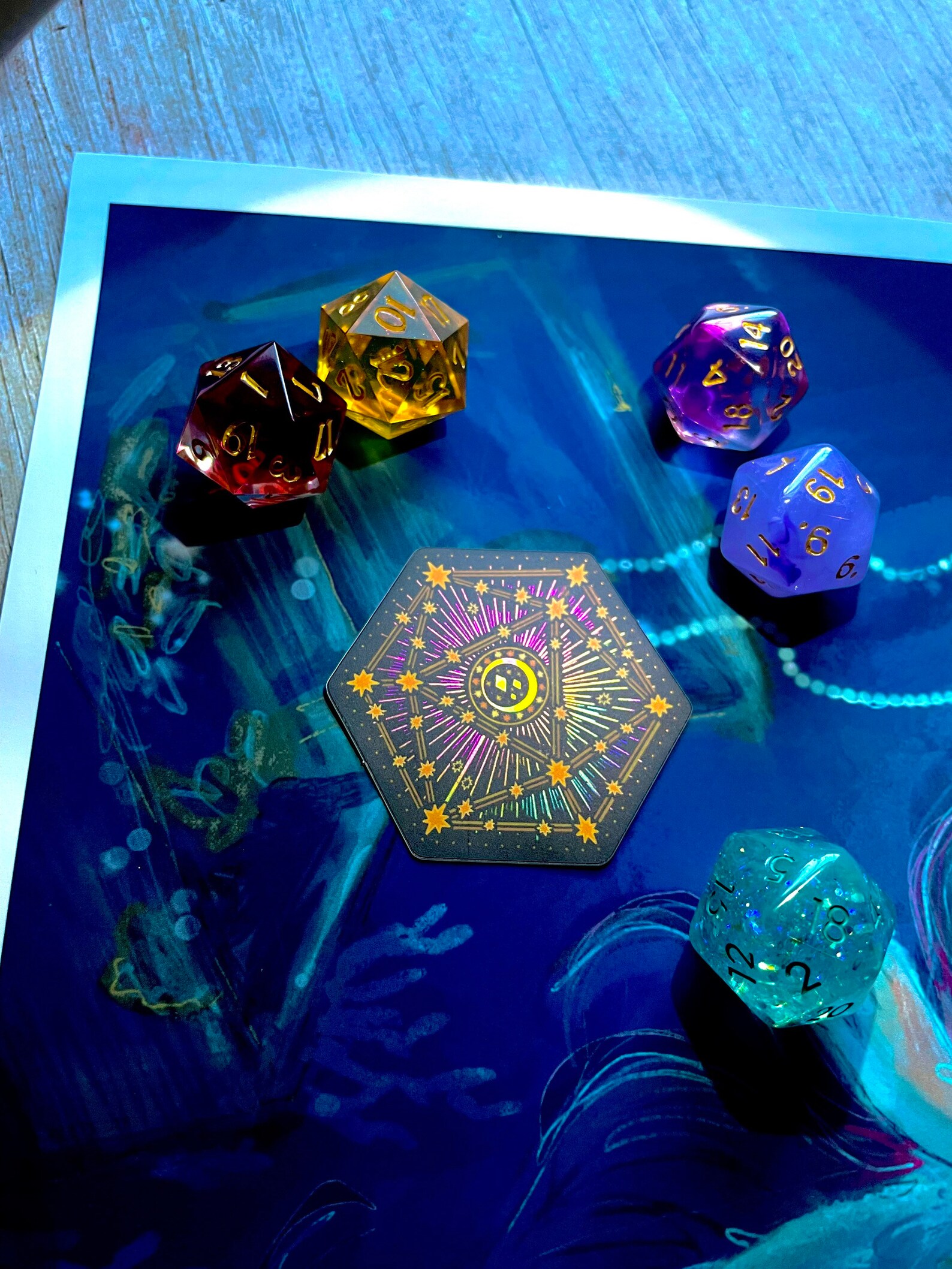 Set of 2 Holographic D20 Dice Sticker | D&D Die Cut Galaxy Rainbow ...