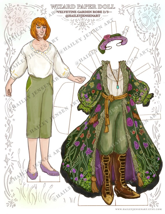 Paper Doll Kit DIY Wizard Doll Printable Paper Doll Download - Etsy