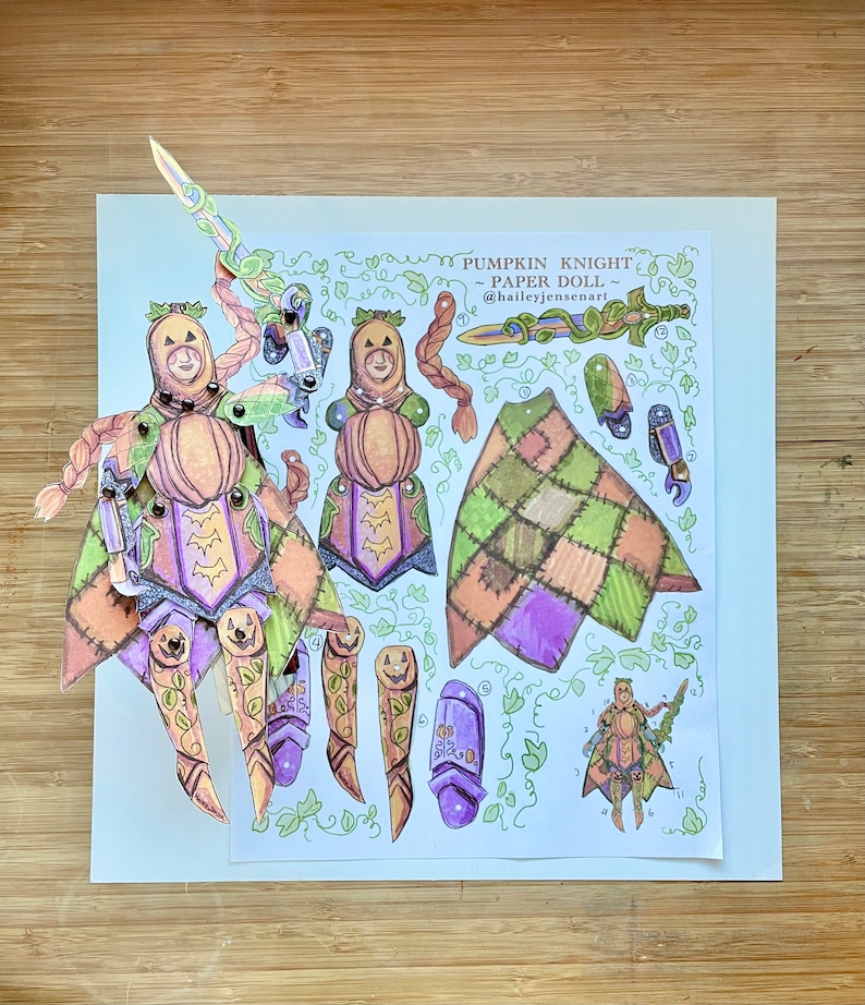 Printable Paper Doll Pumpkin Knight Paper Doll Kit DIY - Etsy