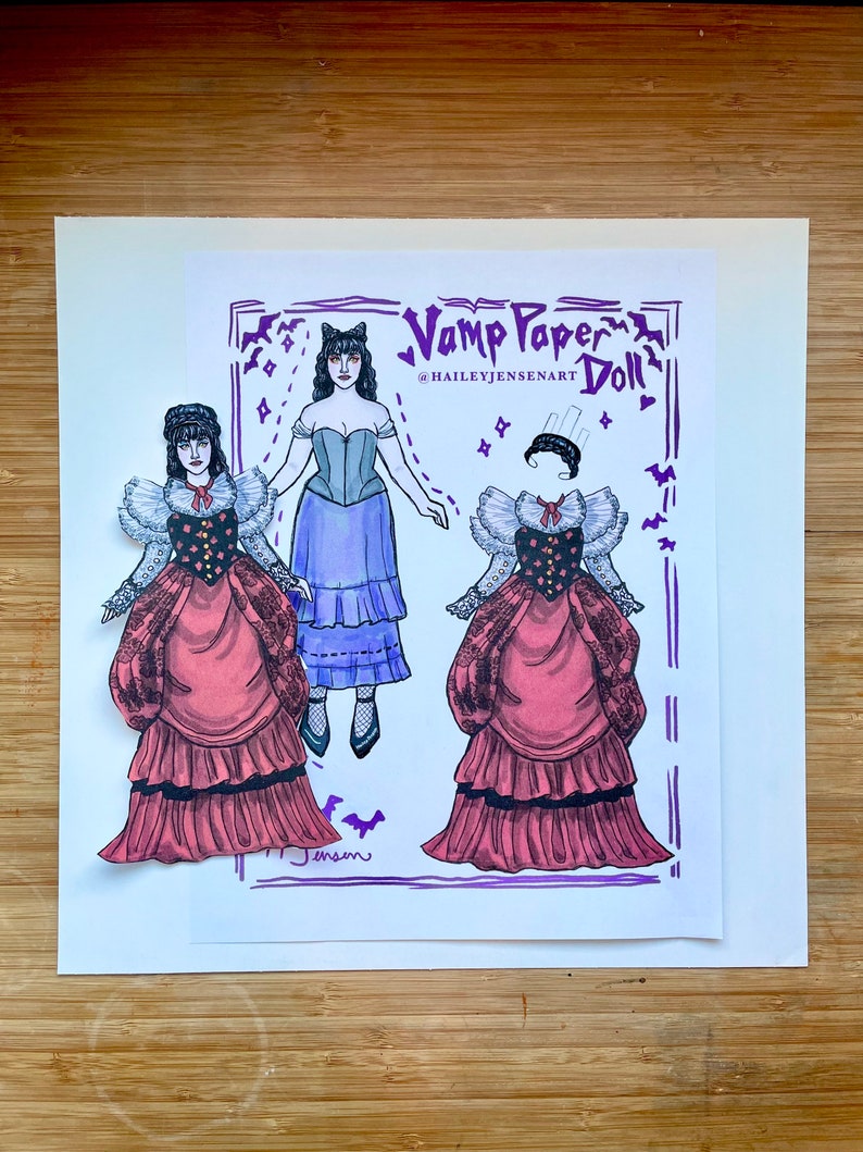 Vampire Paper Doll Kit DIY Halloween Doll Printable Paper - Etsy