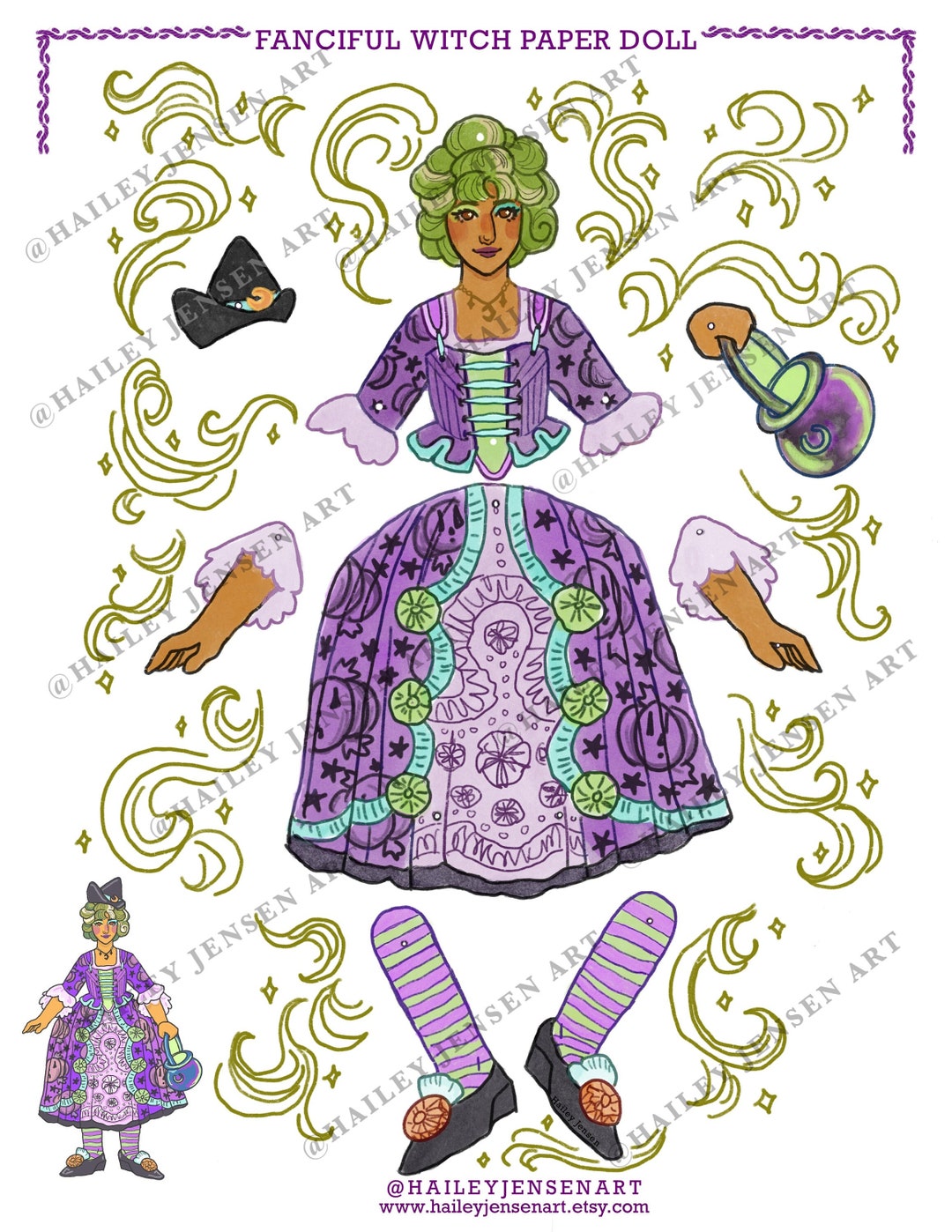 Printable Paper Doll Witch Paper Doll Kit DIY | Halloween Doll ...