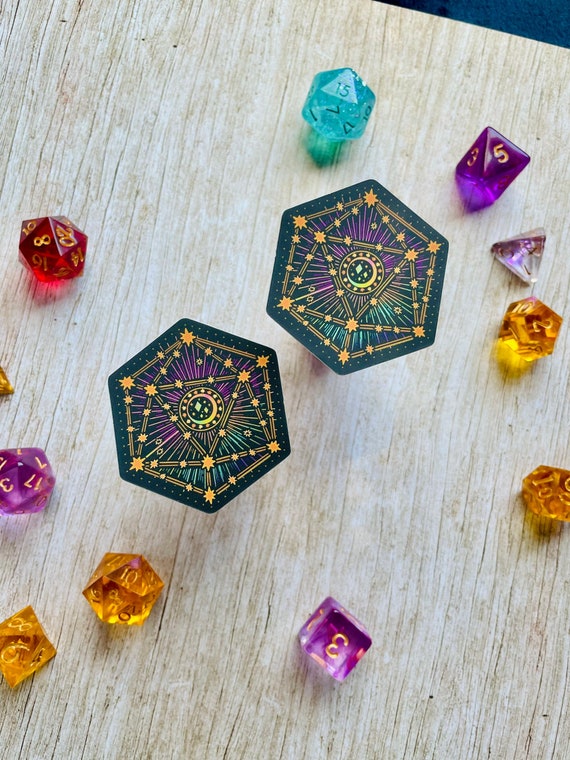 Set of 2 Holographic D20 Dice Sticker D&D Die Cut Galaxy - Etsy