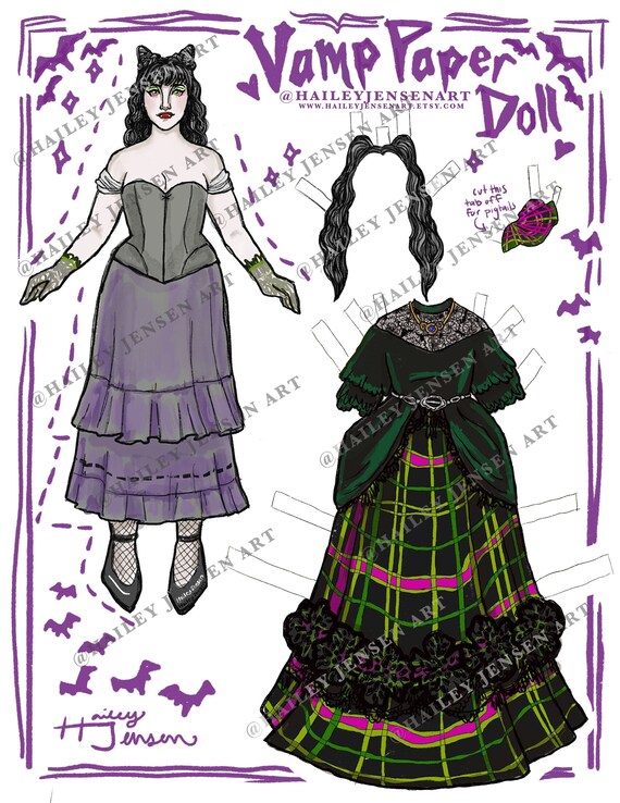 Vampire Paper Doll Kit DIY Halloween Doll Printable Paper - Etsy