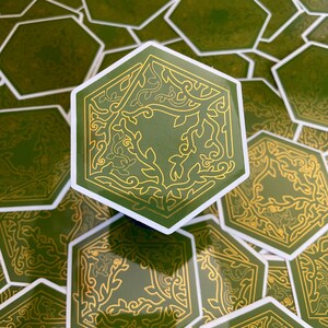 Metallic Gold Green D20 Sticker | D&D Stickers Vinyl Dnd Druid Elf ...