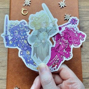 Celestial Lady Knight Sticker | Glitter Knight Sticker Stars Fantasy ...
