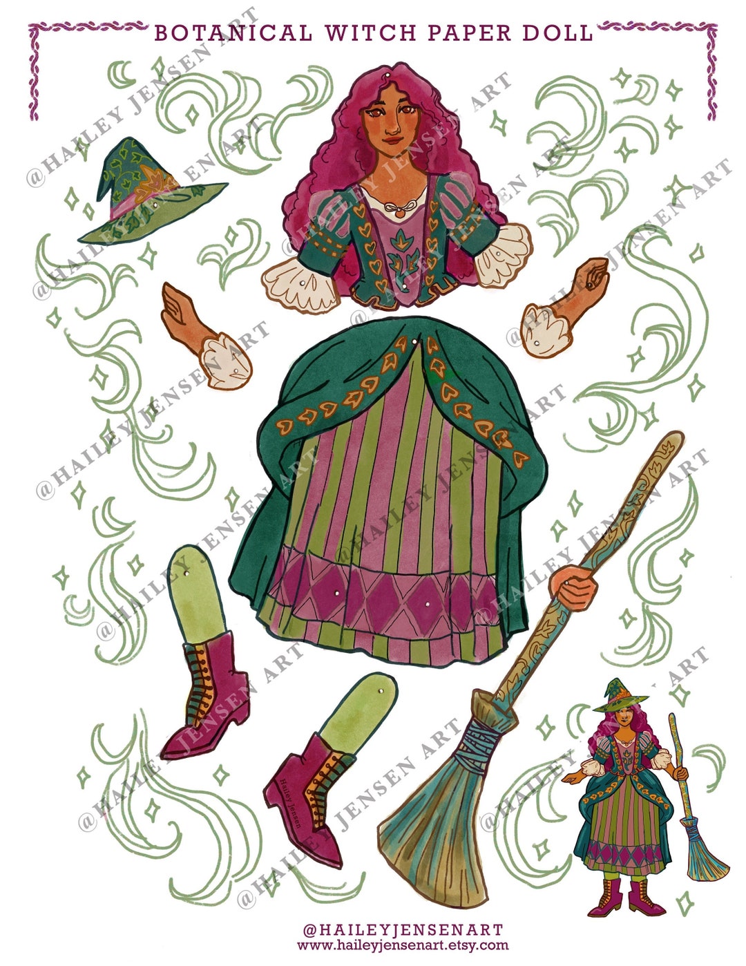 Printable Paper Doll Witch Paper Doll Kit DIY | Halloween Doll ...