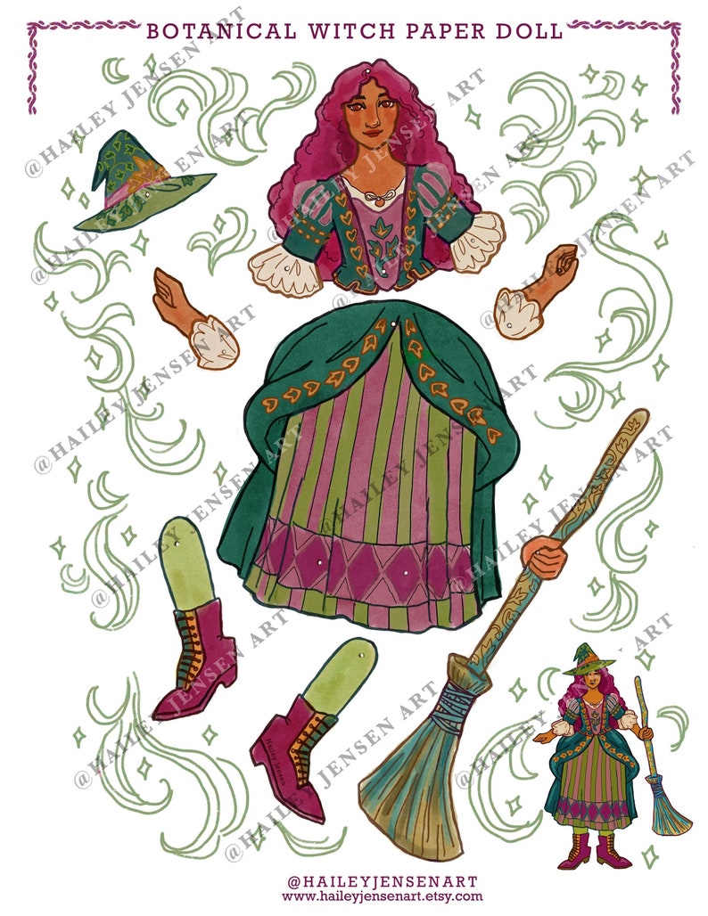 Printable Paper Doll Witch Paper Doll Kit DIY Halloween Doll - Etsy