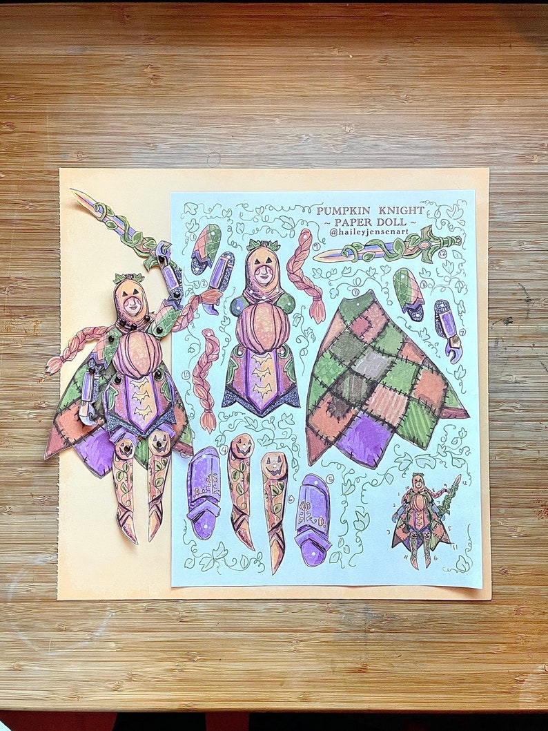 Printable Paper Doll Pumpkin Knight Paper Doll Kit DIY - Etsy