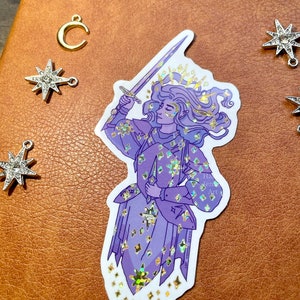 Celestial Lady Knight Sticker | Glitter Knight Sticker Stars Fantasy ...