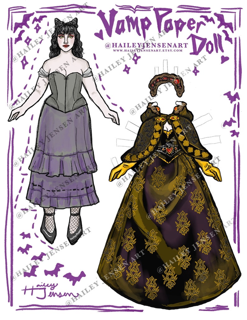 Vampire Paper Doll Kit DIY Halloween Doll Printable Paper - Etsy