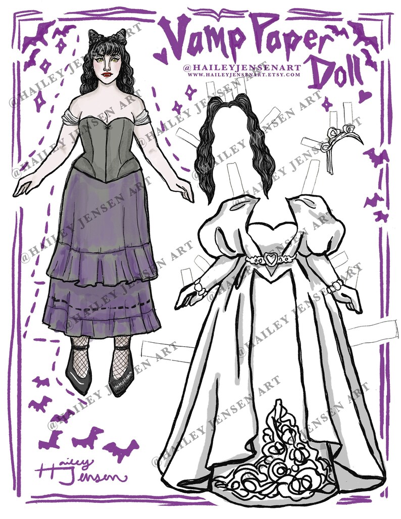 Vampire Paper Doll Kit DIY Halloween Doll Printable Paper - Etsy