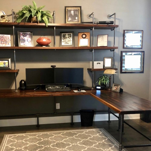 Butcher Block Office Desk Built-in - Etsy