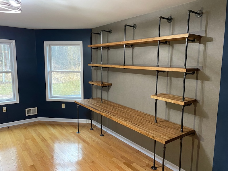 Custom Butcher Block Office Desk Built-in - Etsy