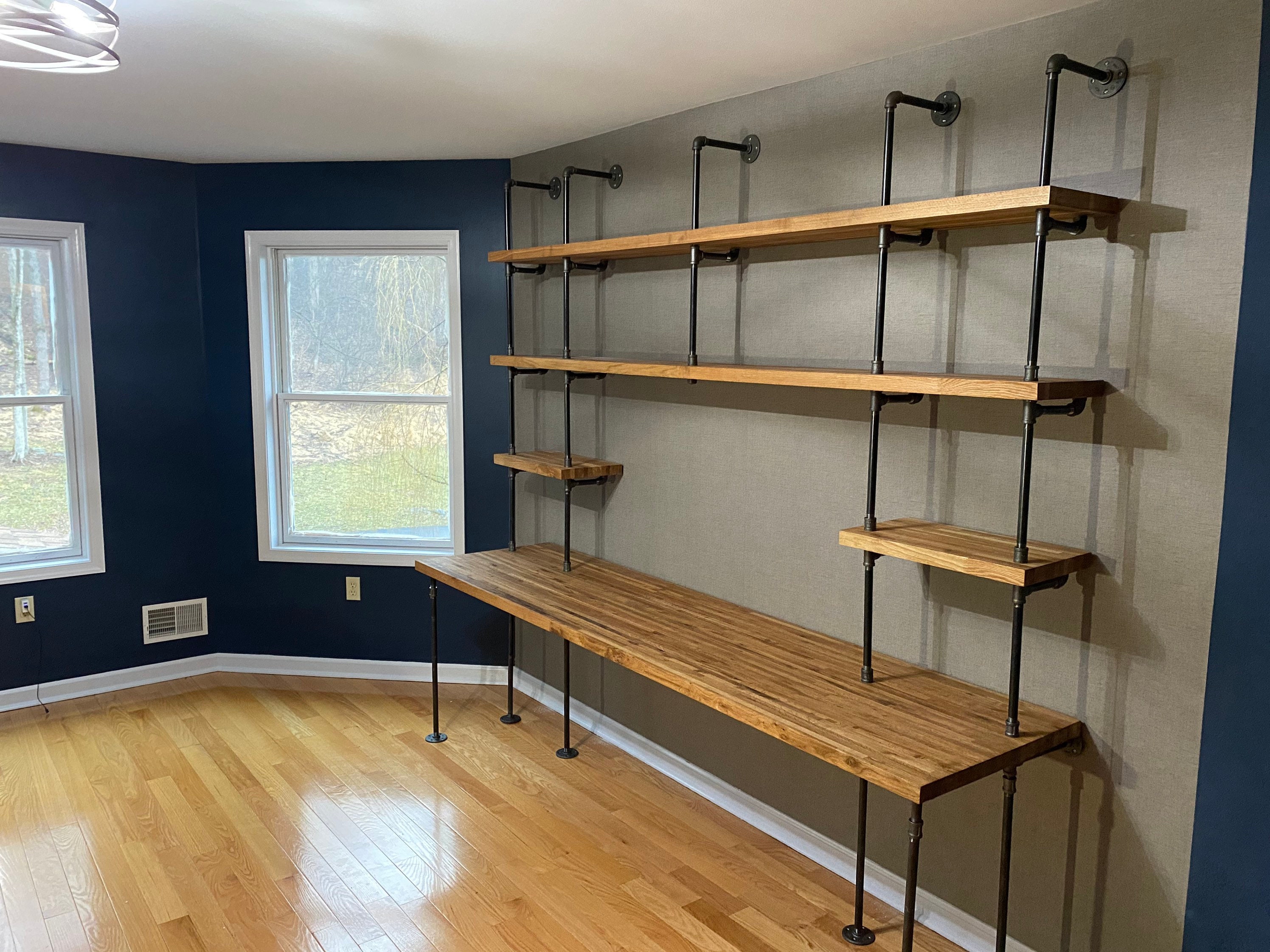 Custom Butcher Block Office Desk Built-in - Etsy
