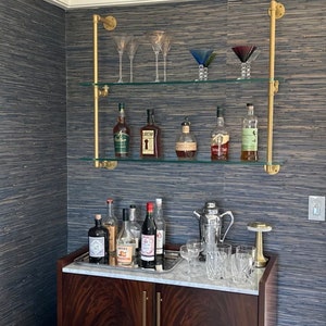 Modern Wall Mounted Brass Shelves for Bar or Kitchen (custom) - Etsy