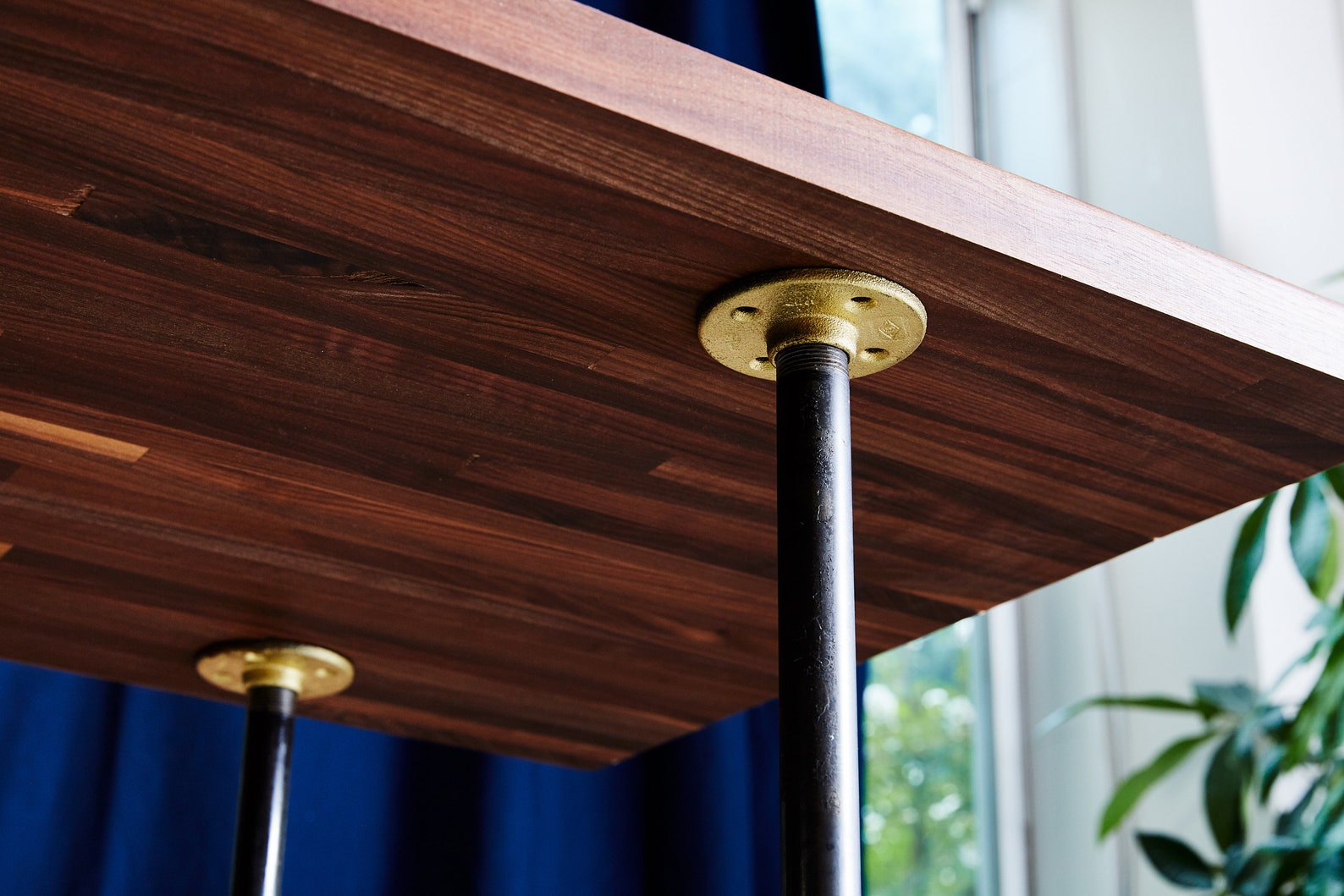 Butcher Block Standing Desk Black Pipe and Brass - Etsy