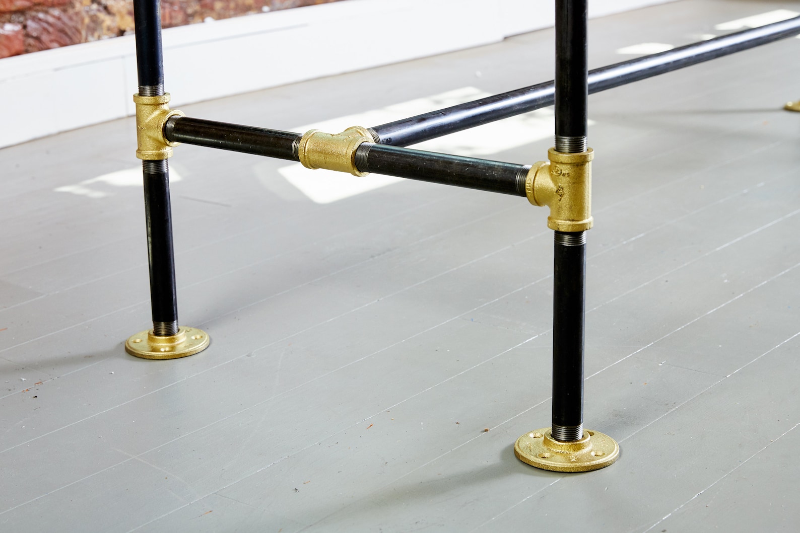 Butcher Block Standing Desk Black Pipe and Brass - Etsy