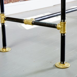 Butcher Block Standing Desk Black Pipe and Brass - Etsy