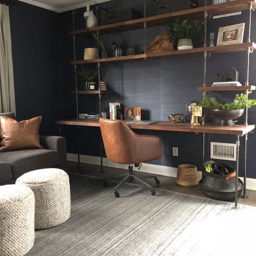 Butcher Block Corner L-shaped Desk Built-in - Etsy
